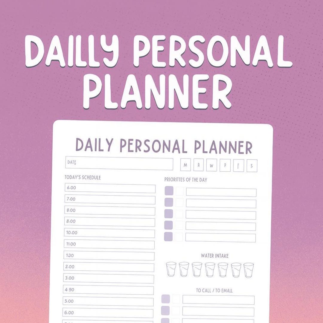 Editable Daily Personal Planner | Canva Template Editable + Printable ...