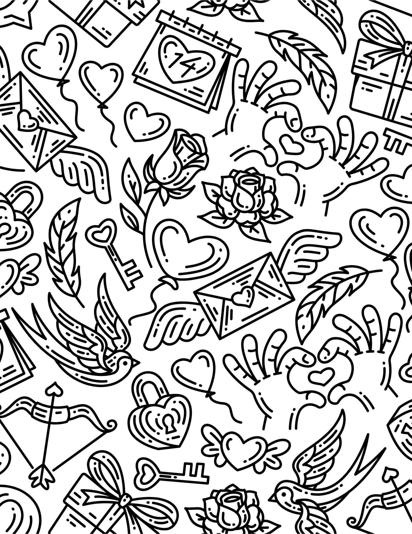 Printable Doodle Pattern Coloring Book, Relaxing Black & White Abstract ...