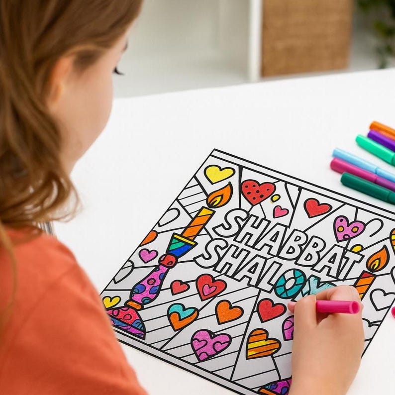 Shabbat Coloring Pages | Romero Britto Style | Jewish Holiday Printable ...