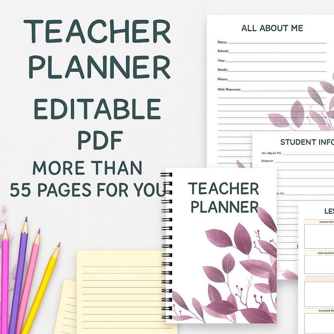 Editable Teacher Planner Canva + Printable PDF | Undated Teacher ...