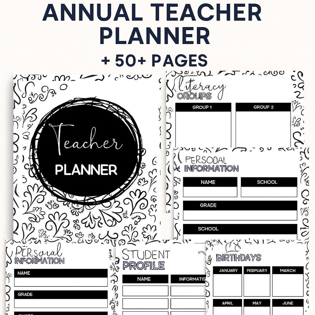 Editable Teacher Annual Planner | Canva Template + Printable PDF ...