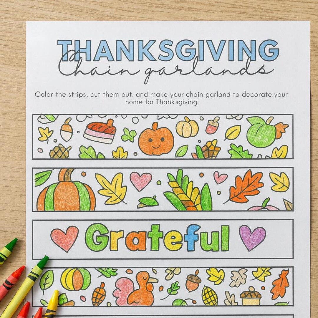 Thanksgiving DIY Chain Garland | Printable PDF Instant Download - Etsy