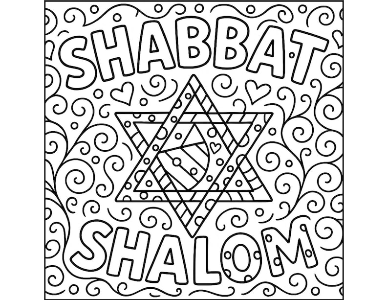Shabbat Coloring Pages | Romero Britto Style | Jewish Holiday Printable ...