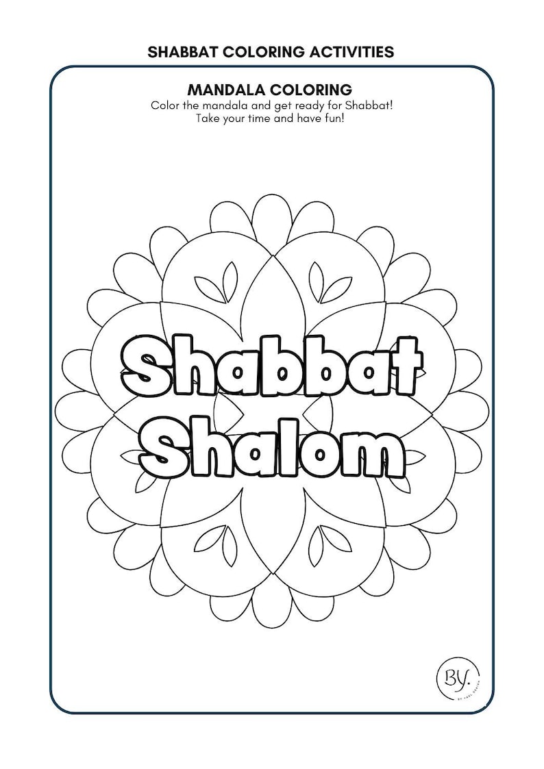 Shabbat Coloring Book – Jewish Printable for Kids, Sabbath Crafts ...