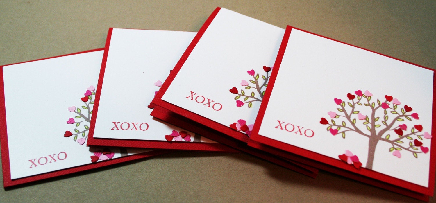 Mini Valentine Cards Kids Valentne Cards XOXO Heart Tree Valentine Card ...