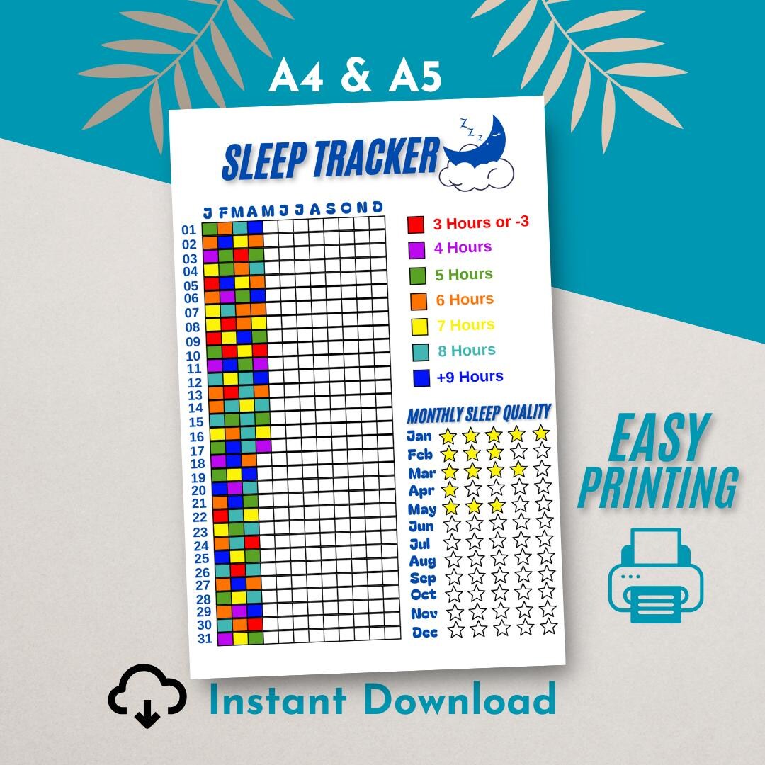 Printable Sleep Tracker Yearly Sleep Tracker Sleep Analysis Sleep Log ...