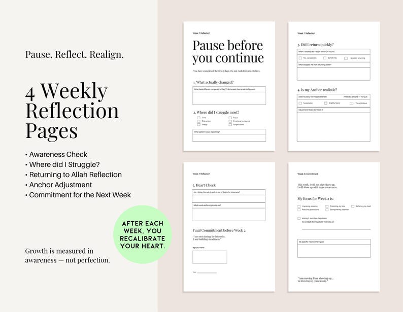 Islamic Reflection Journal | 30-day Muslim Self Improvement Workbook ...