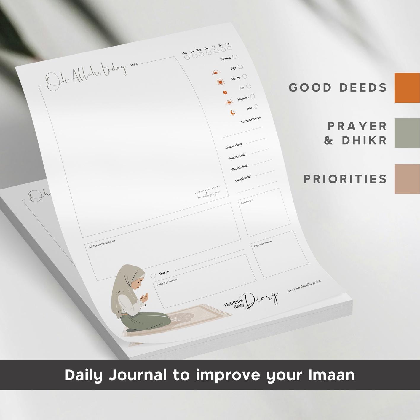 Digital Daily Diary | Printable Islamic Planner for Gratitude, Prayers ...