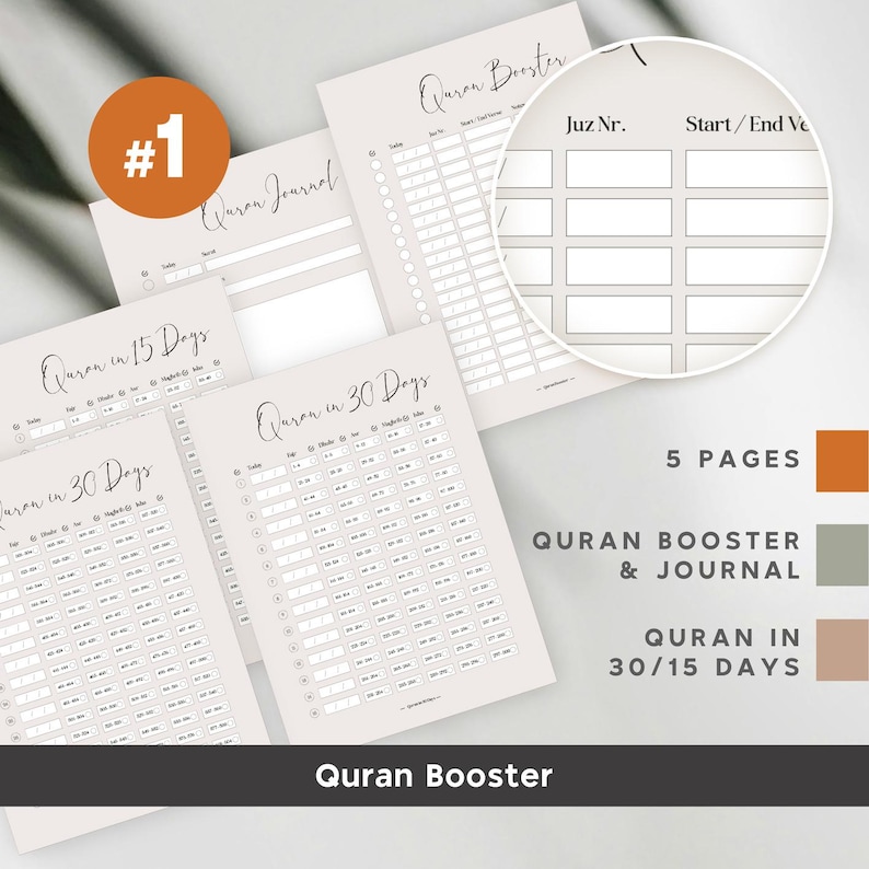 Quran Booster Journal | Printable Islamic Tracker for Daily Reflection ...