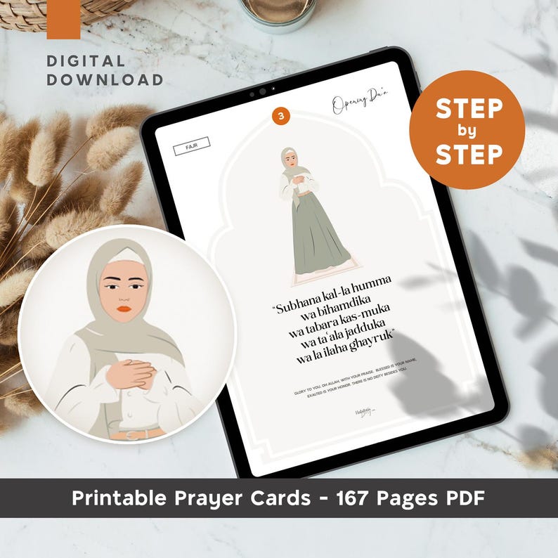 Printable Islamic Salah Guide Single-step Prayer Card Digital PDF for ...