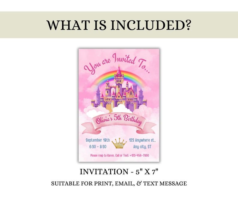 Pink Princess Birthday Invitation Template - Etsy