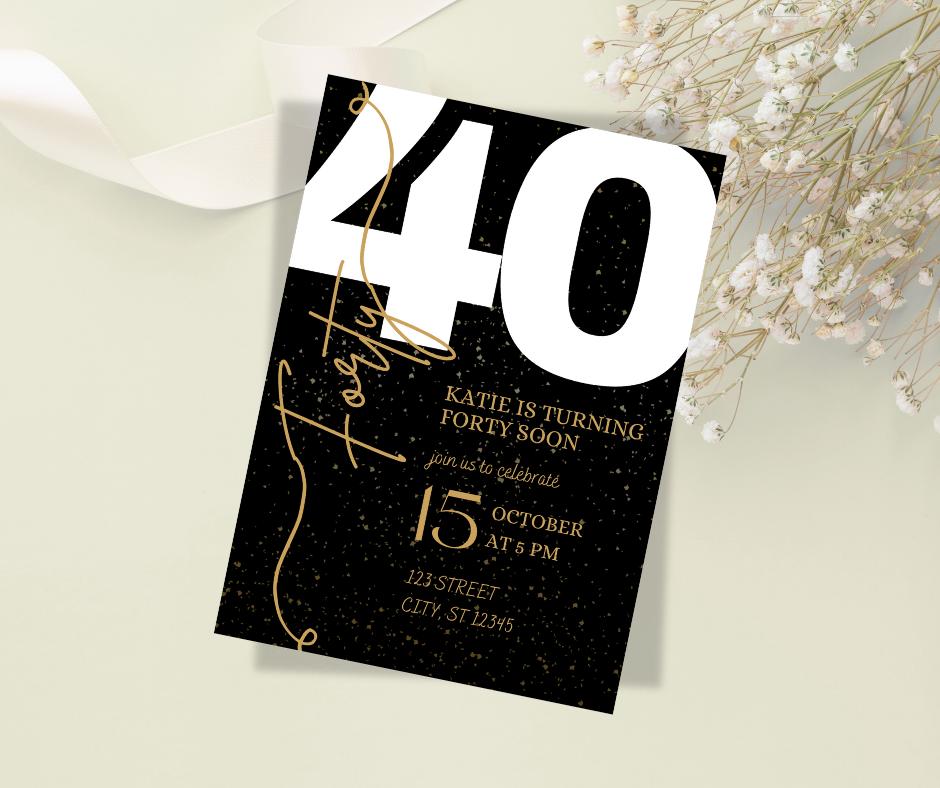 40th Birthday Invitation Template - Etsy