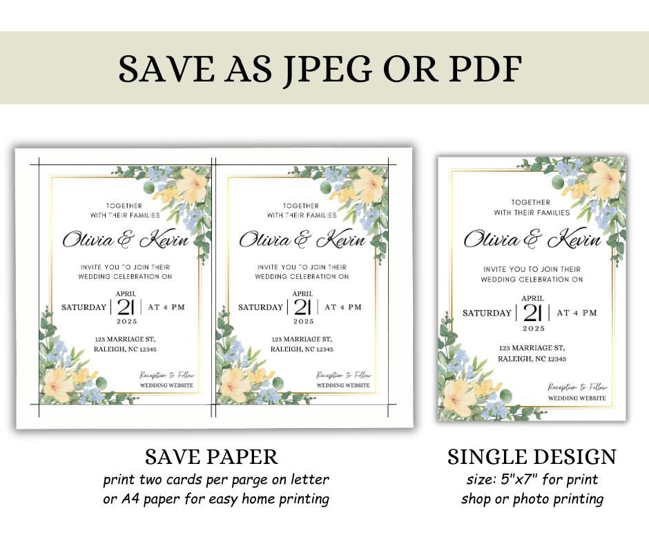 Wedding Invitation Template - Etsy