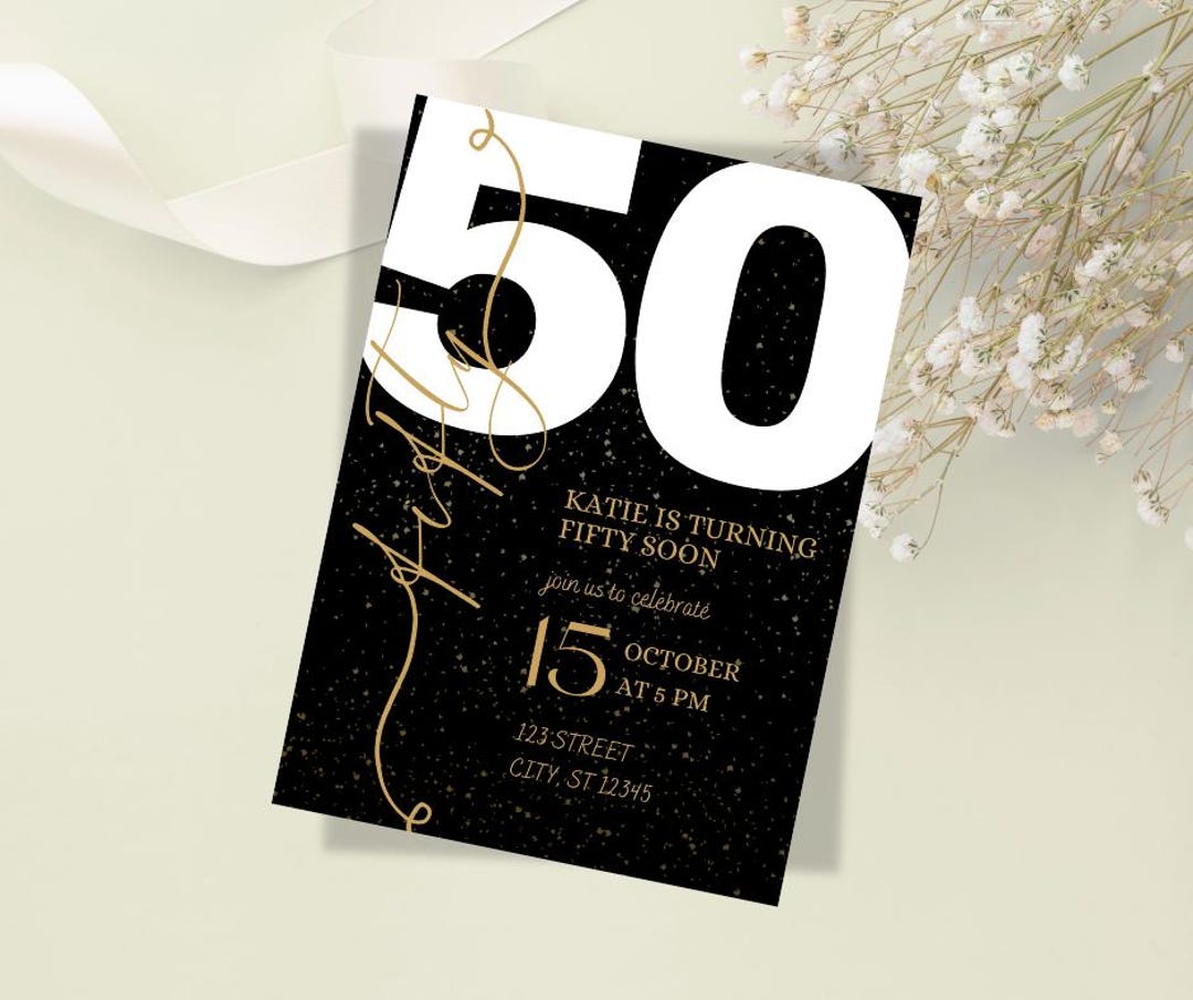 50th Birthday Invitation Template - Etsy