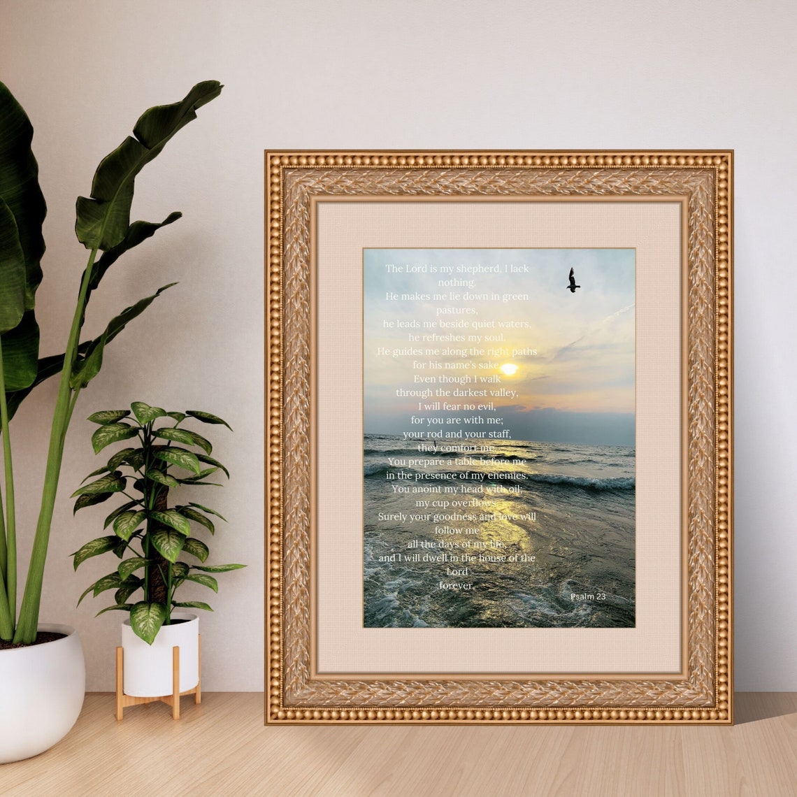 Psalm 23, Ocean,bird, Christian Printable Art, Bible Verse Wall Decor ...