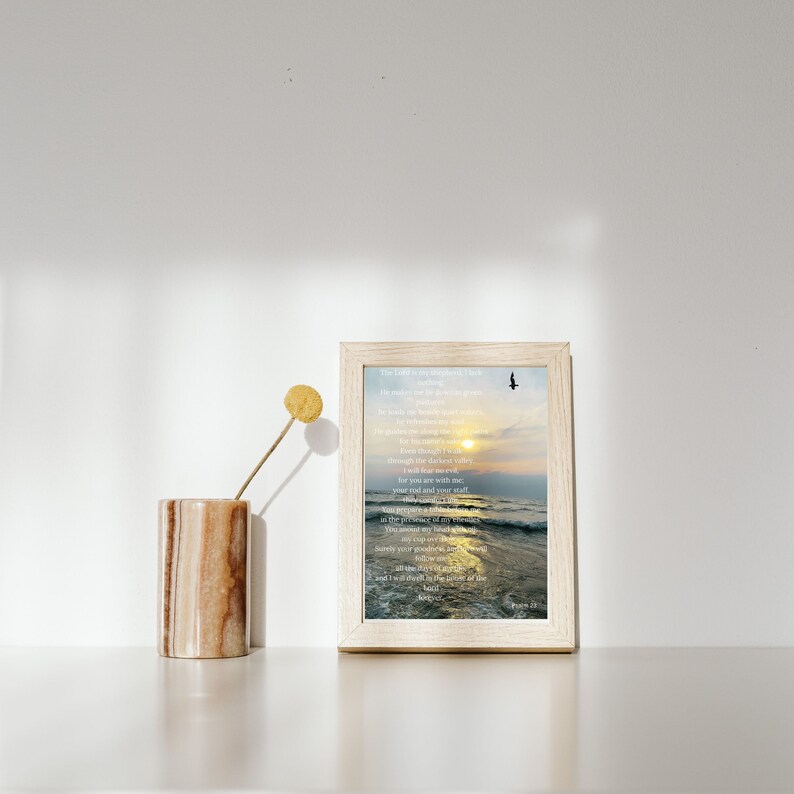 Psalm 23, Ocean,bird, Christian Printable Art, Bible Verse Wall Decor ...