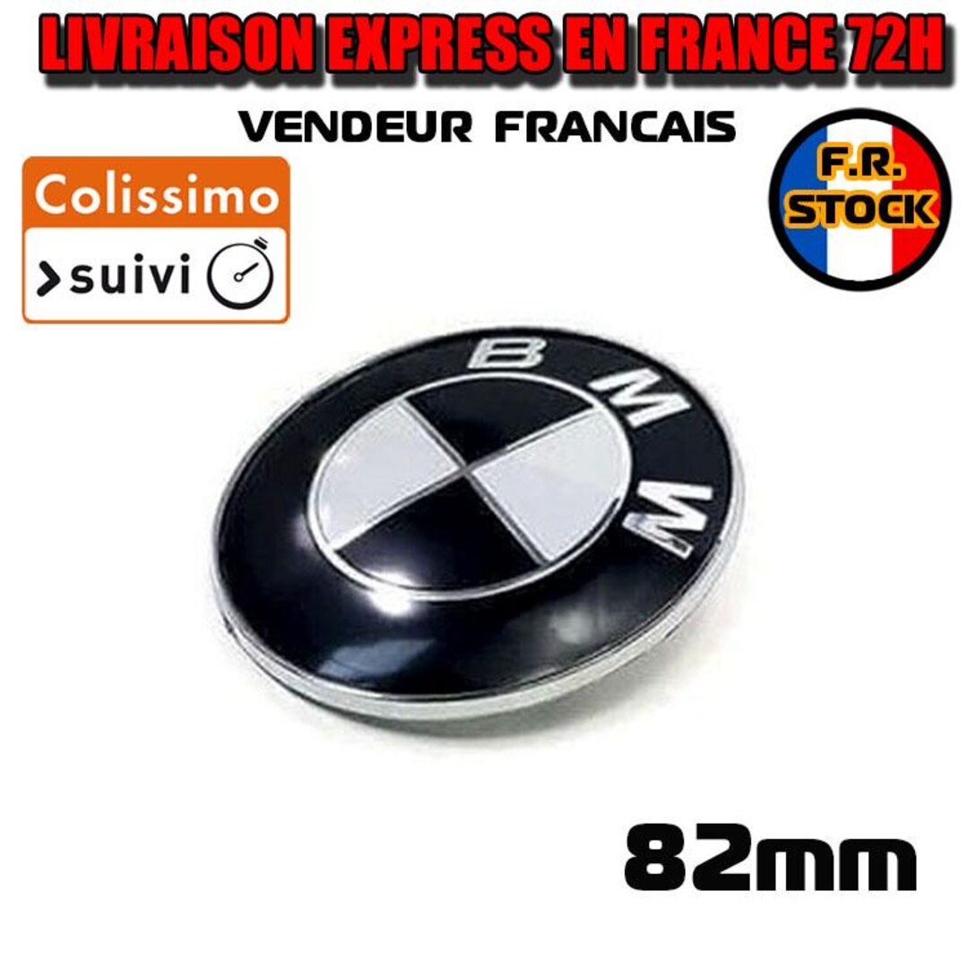 BMW - Logo de capot / coffre - 82mm NOIR- emblème / insigne / badge GDM ...