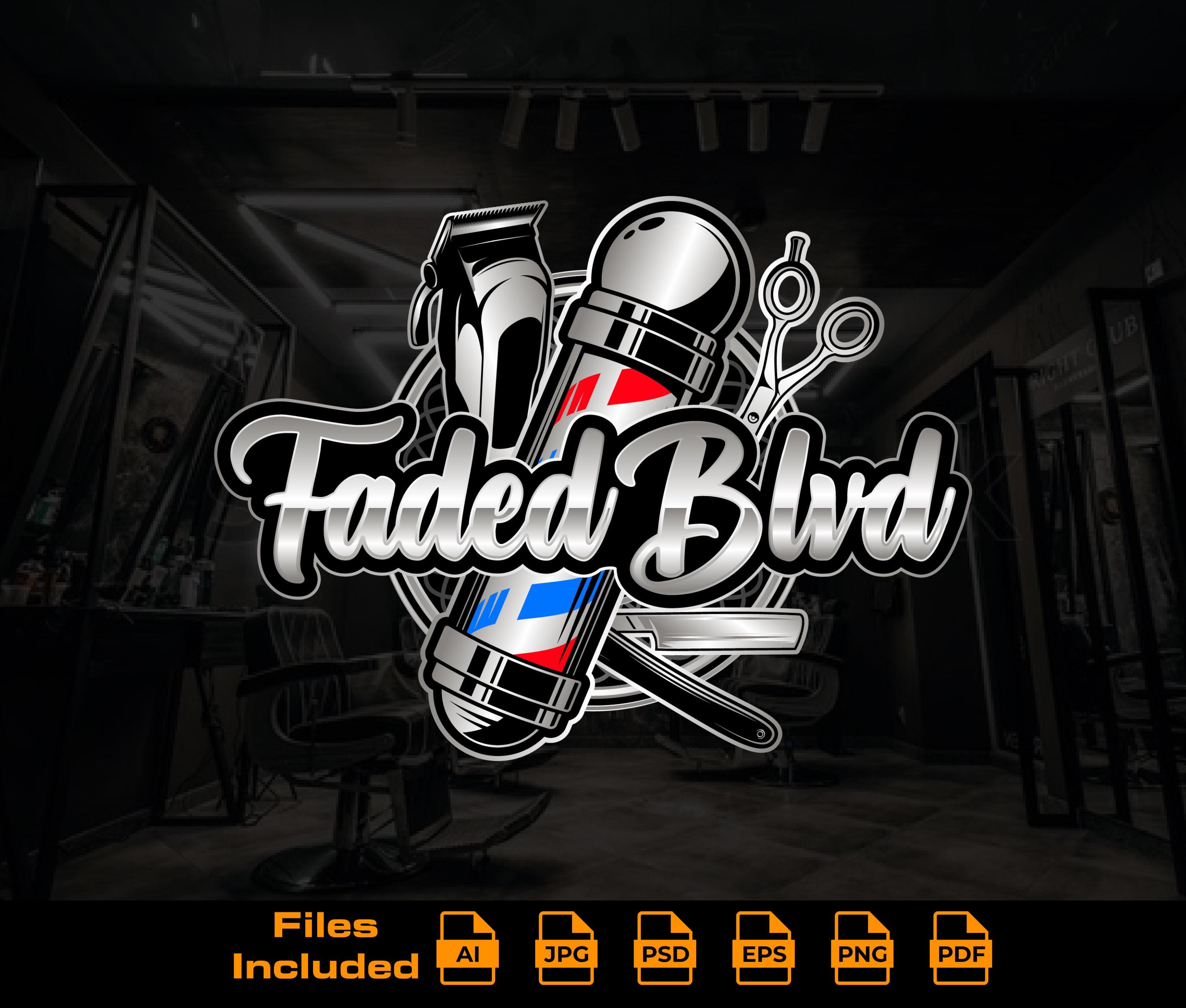 Custom Barbershop Logo, Haircuts Logo, Barber Pole Logo, Barber Tools ...