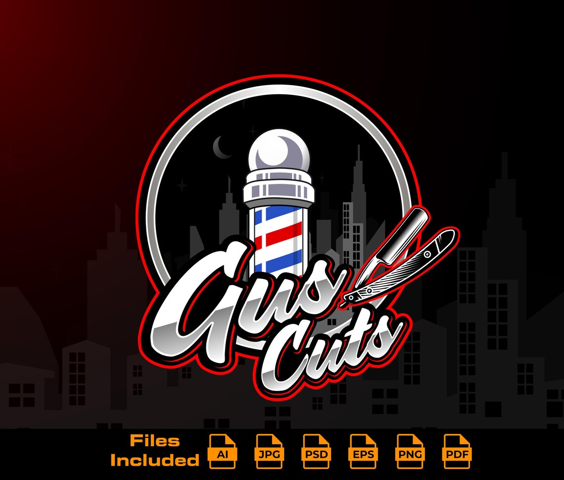 Custom Barber Logo, Barber Pole Logo, Razor Logo, Fade Cuts Logo ...
