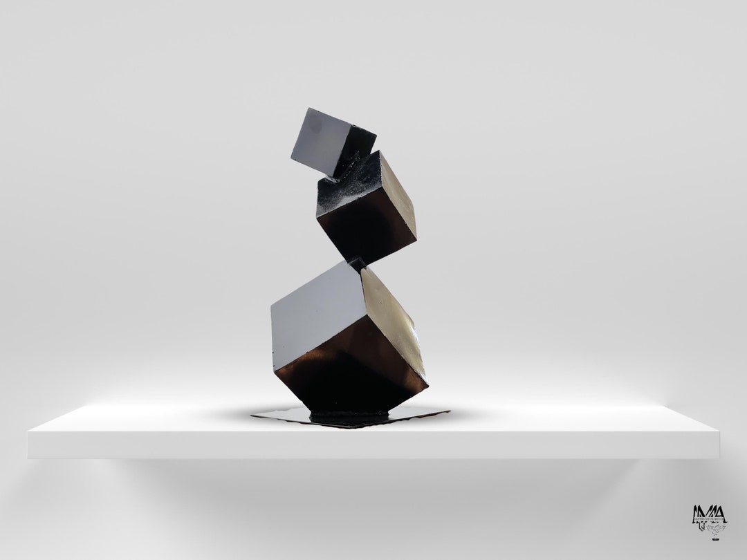 Customizable Modern Geometric Metal Sculpture - Handcrafted Tabletop Decor (indoor/outdoor ...