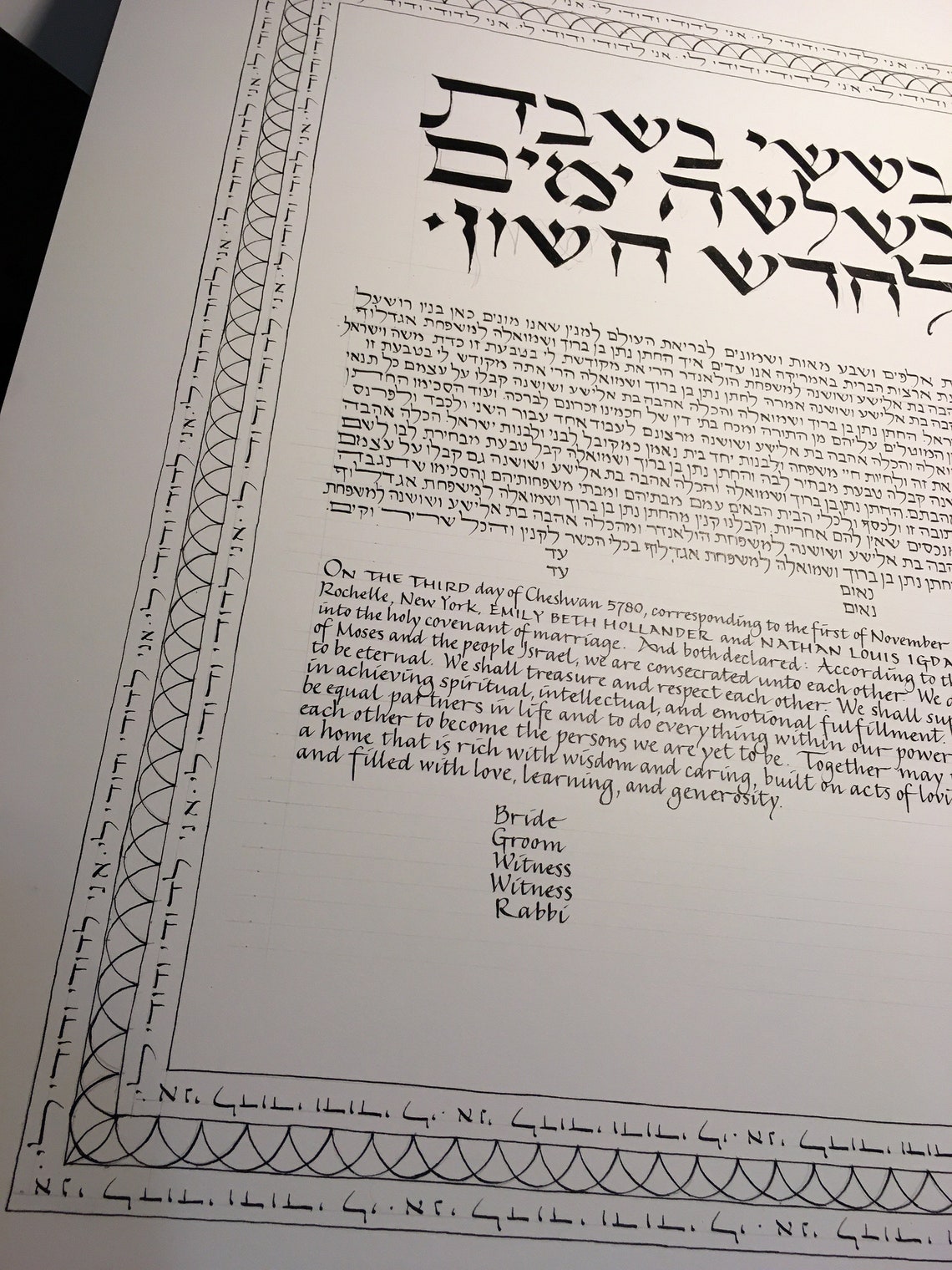 Text and Blessing Ketubah With Text Border Decoration - Etsy Canada
