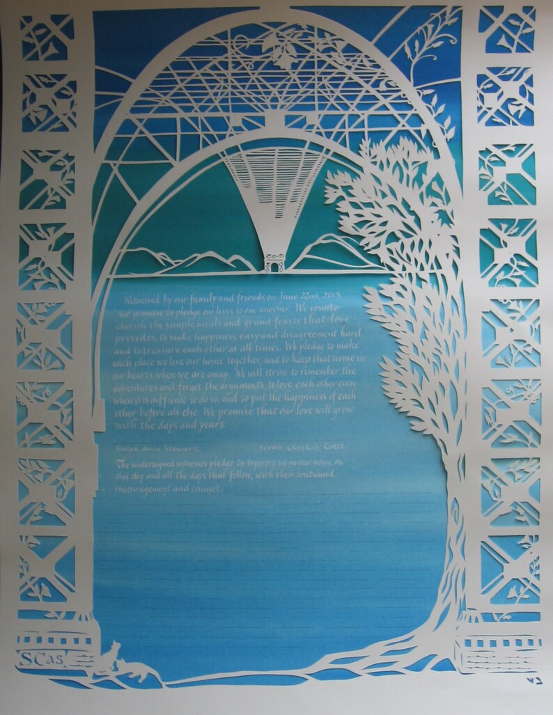Williamsburg Bridge Papercut Ketubah NYC Calligraphy - Etsy