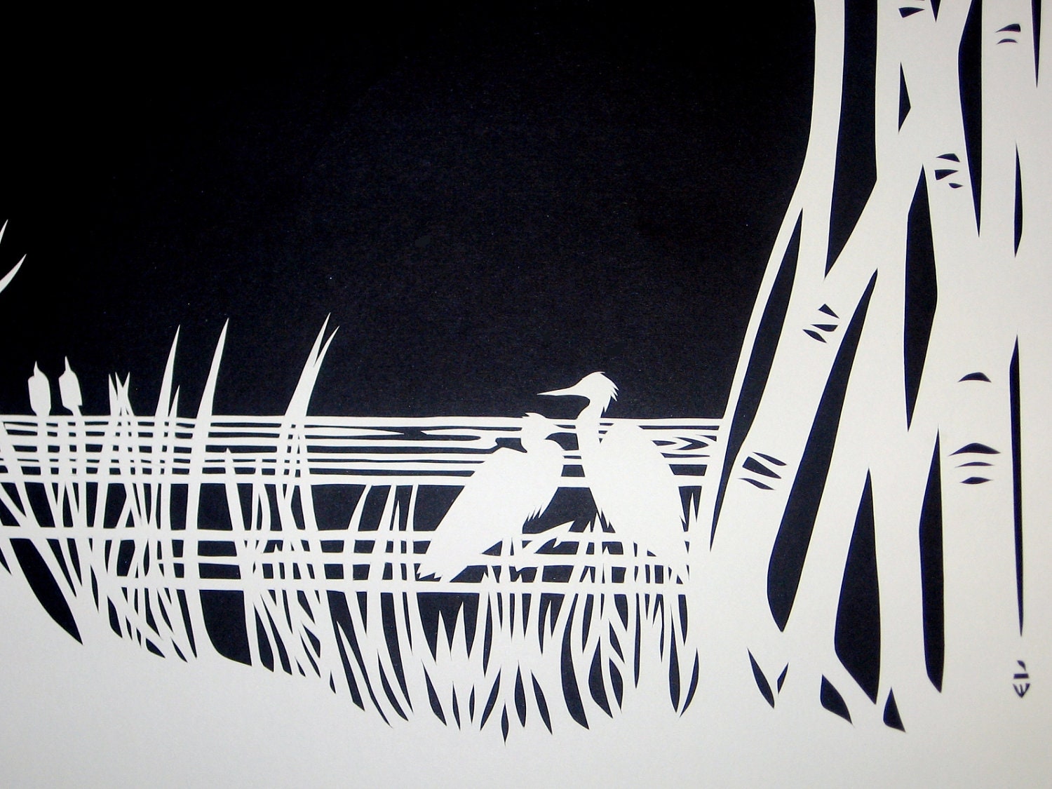 Papercut Artwork Birches and Birds - Etsy