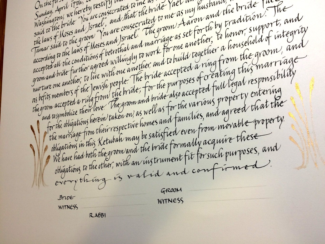 Ketubah Text Only With Gold Border and Decoration - Etsy