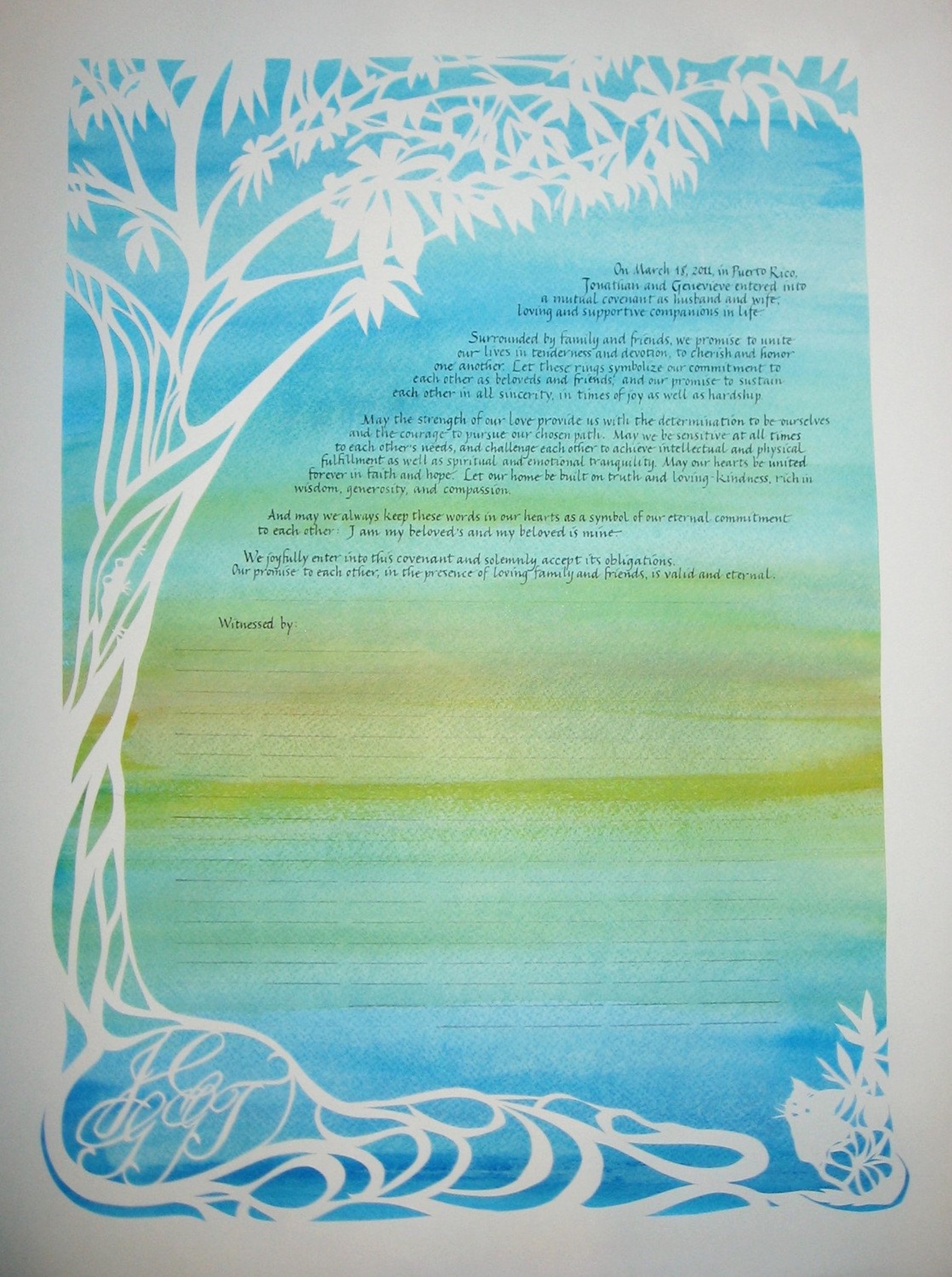 Beloved Boricua Puerto Rico Themed Colorful Papercut Ketubah - Custom ...