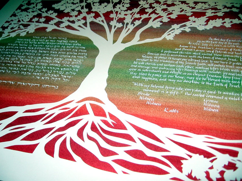 Fall Colors Maple Tree Papercut Ketubah - Custom Calligraphy - Etsy