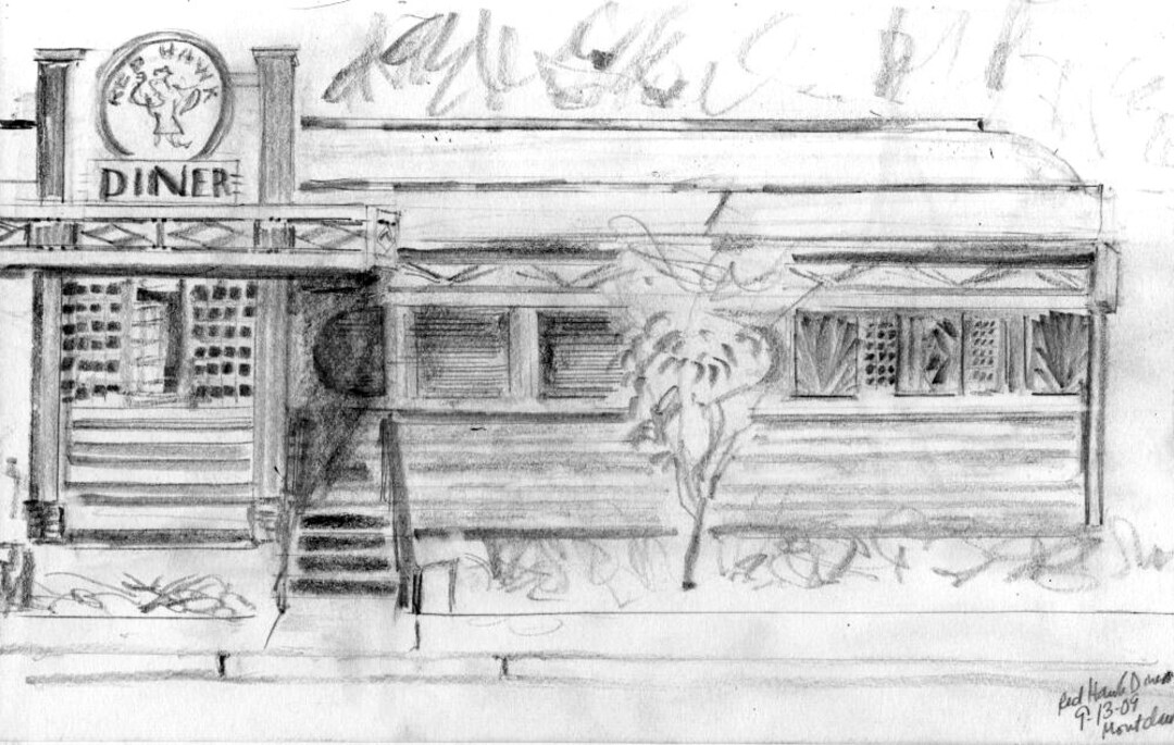 Montclair Red Hawk Diner - Print of Original Pencil Drawing - NJ ...