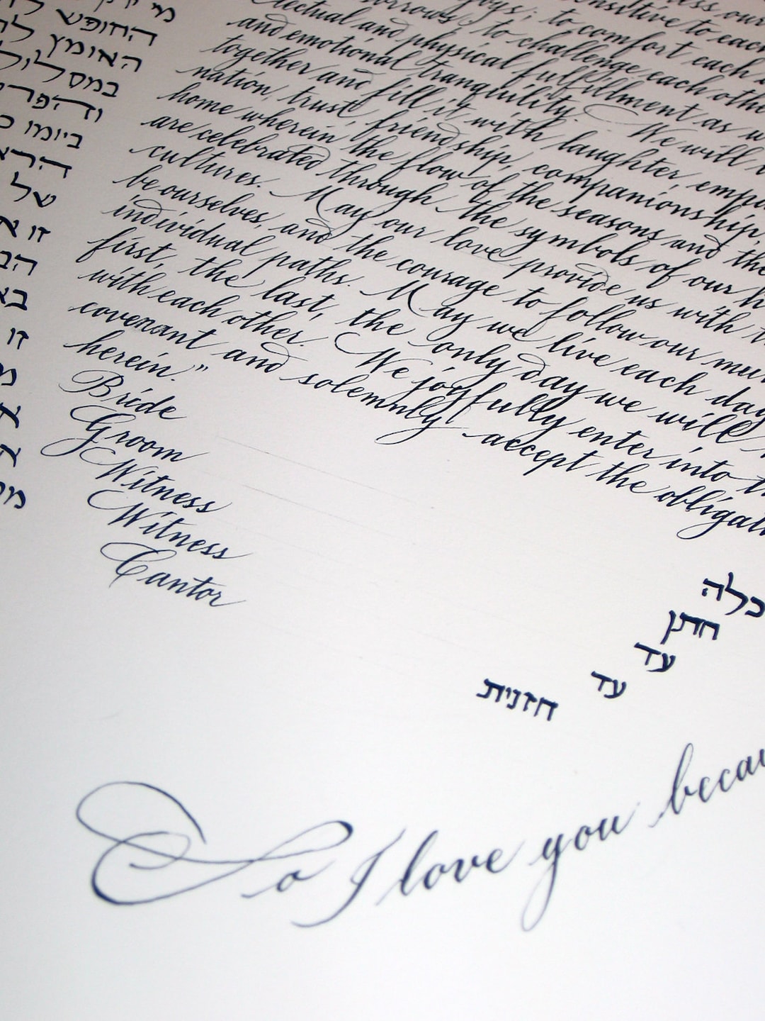 Flame Ketubah - All Text - Calligraphy - Hebrew and English - Etsy