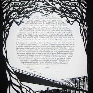 Brooklyn Bridge - Papercut ONLY Overlay for Printed Ketubah Text - Etsy