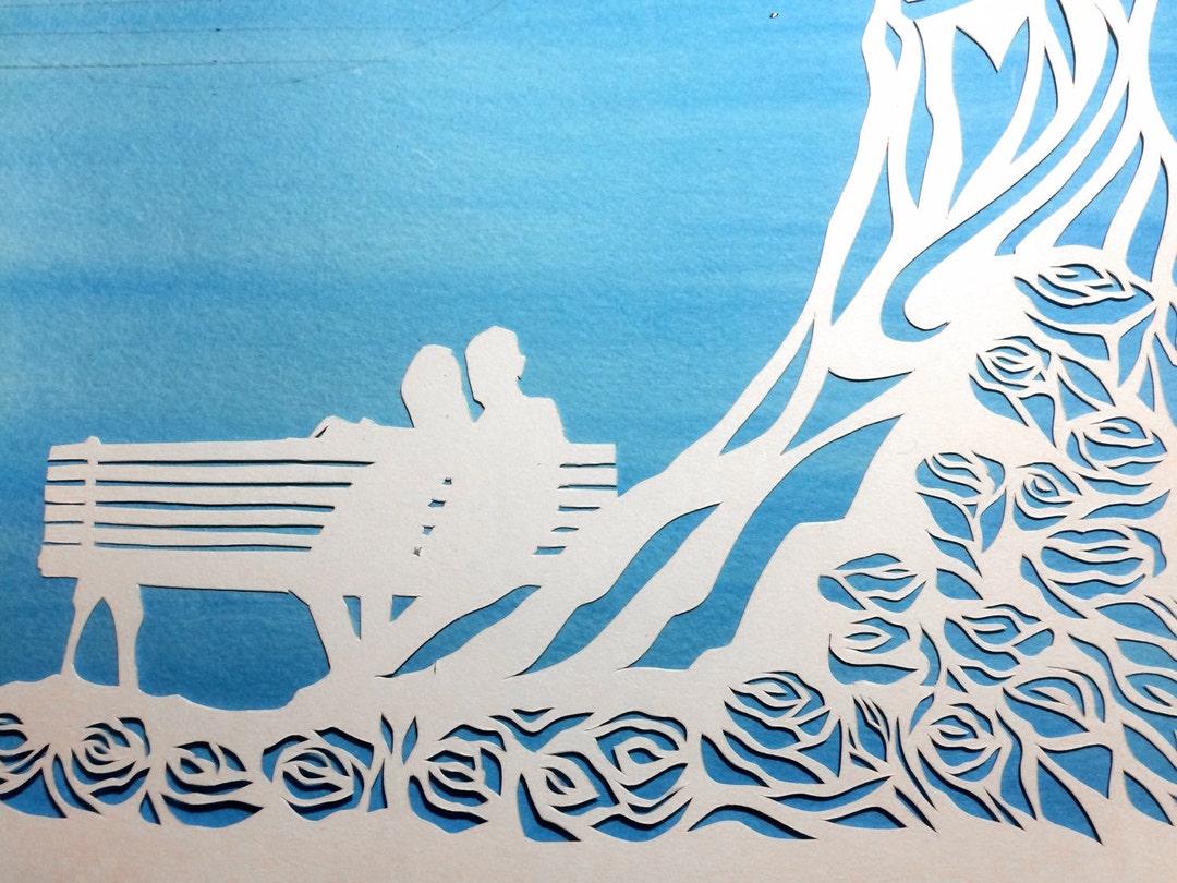 Roses in the Sun -papercut Ketubah - Hand Lettering - Handcut Original ...