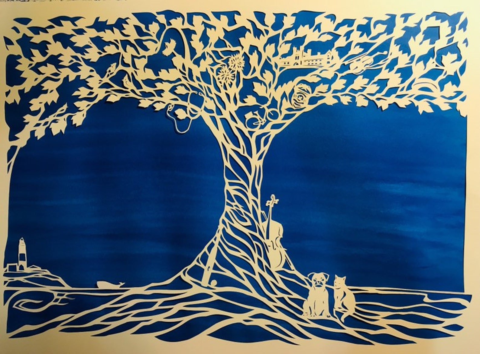 Tree of Life With Otis and Noisebucket Papercut Ketubah - Etsy