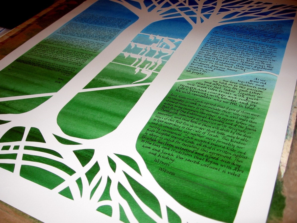 Papercut Ketubah Two Tall Trees Ani L'dodi Beloved - Etsy