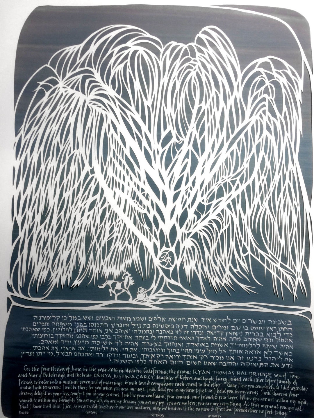 Willow Tree Ketubah - Original Papercut Design With Calligraphy - Etsy