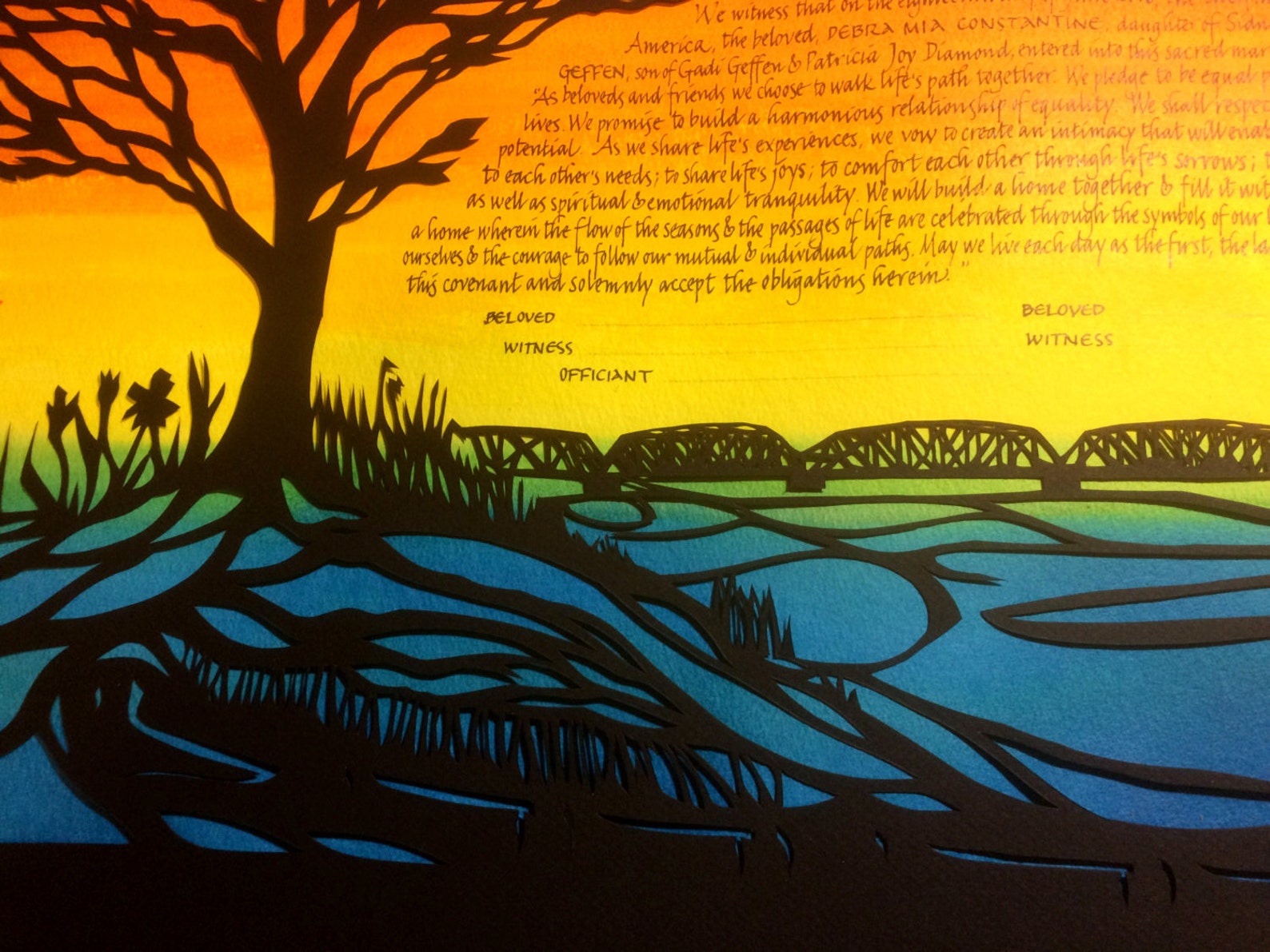 Sunset Sky Over the Stillwater Bridge Ketubah Papercut | Etsy