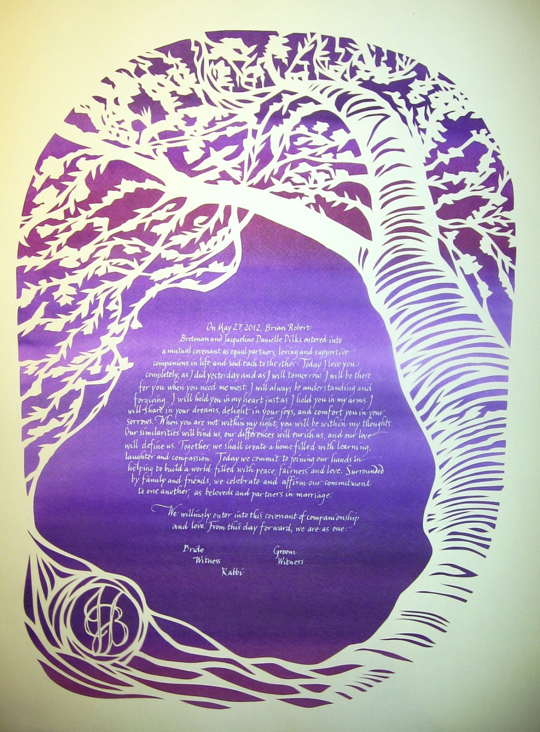 Cherry Tree Ketubah handcut papercut artwork wedding | Etsy