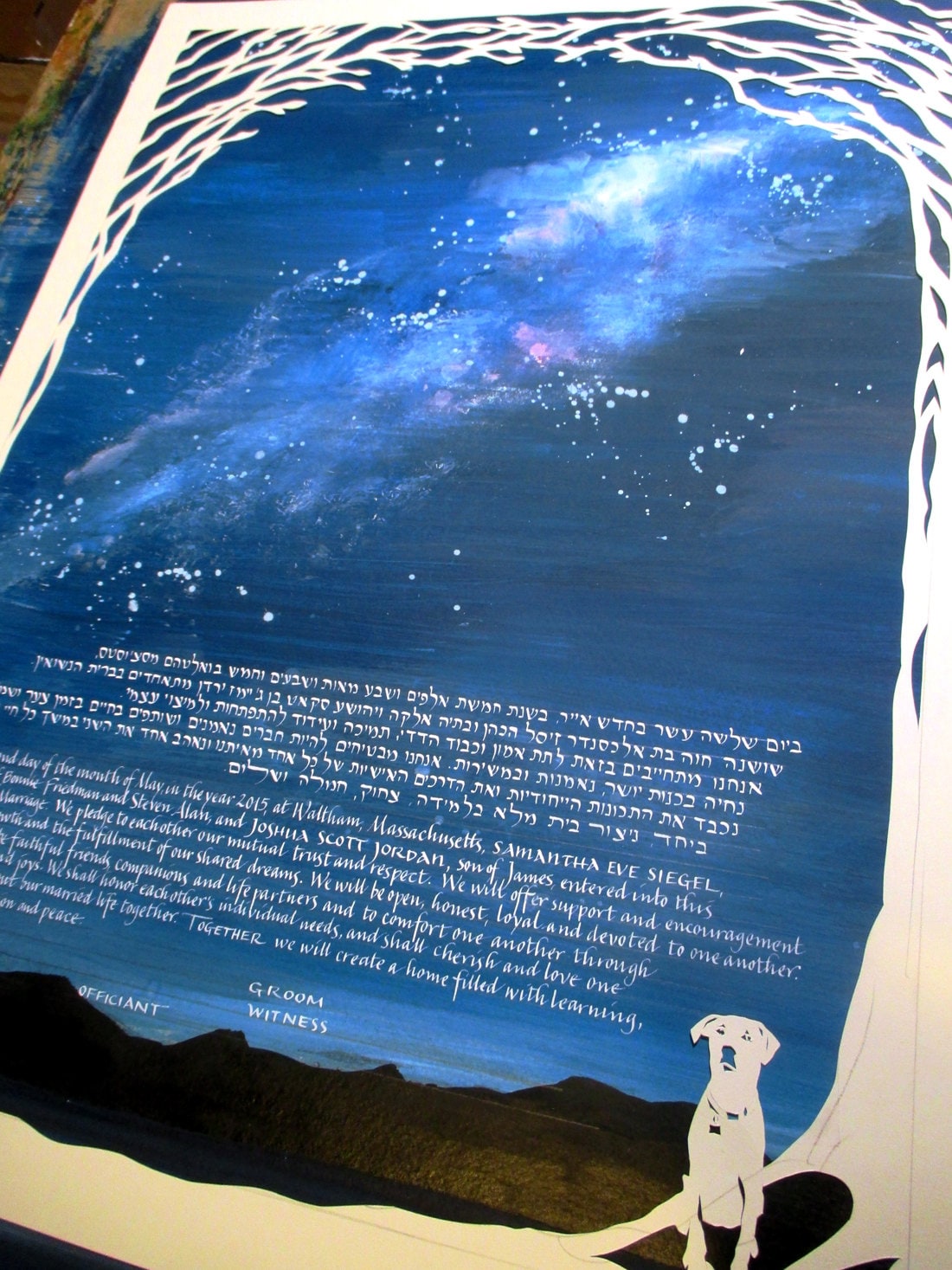 Milky Way Galaxy Ketubah - Night Sky - Papercut Ketubah - Calligraphy ...