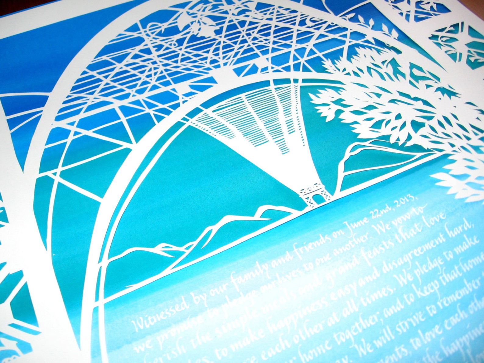 Williamsburg Bridge Papercut Ketubah NYC Calligraphy - Etsy
