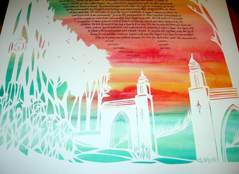 Indiana University Sunrise Papercut Artwork Ketubah Dunns - Etsy