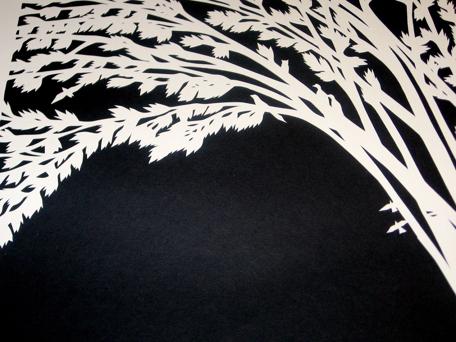 Papercut Artwork Birches and Birds | Etsy