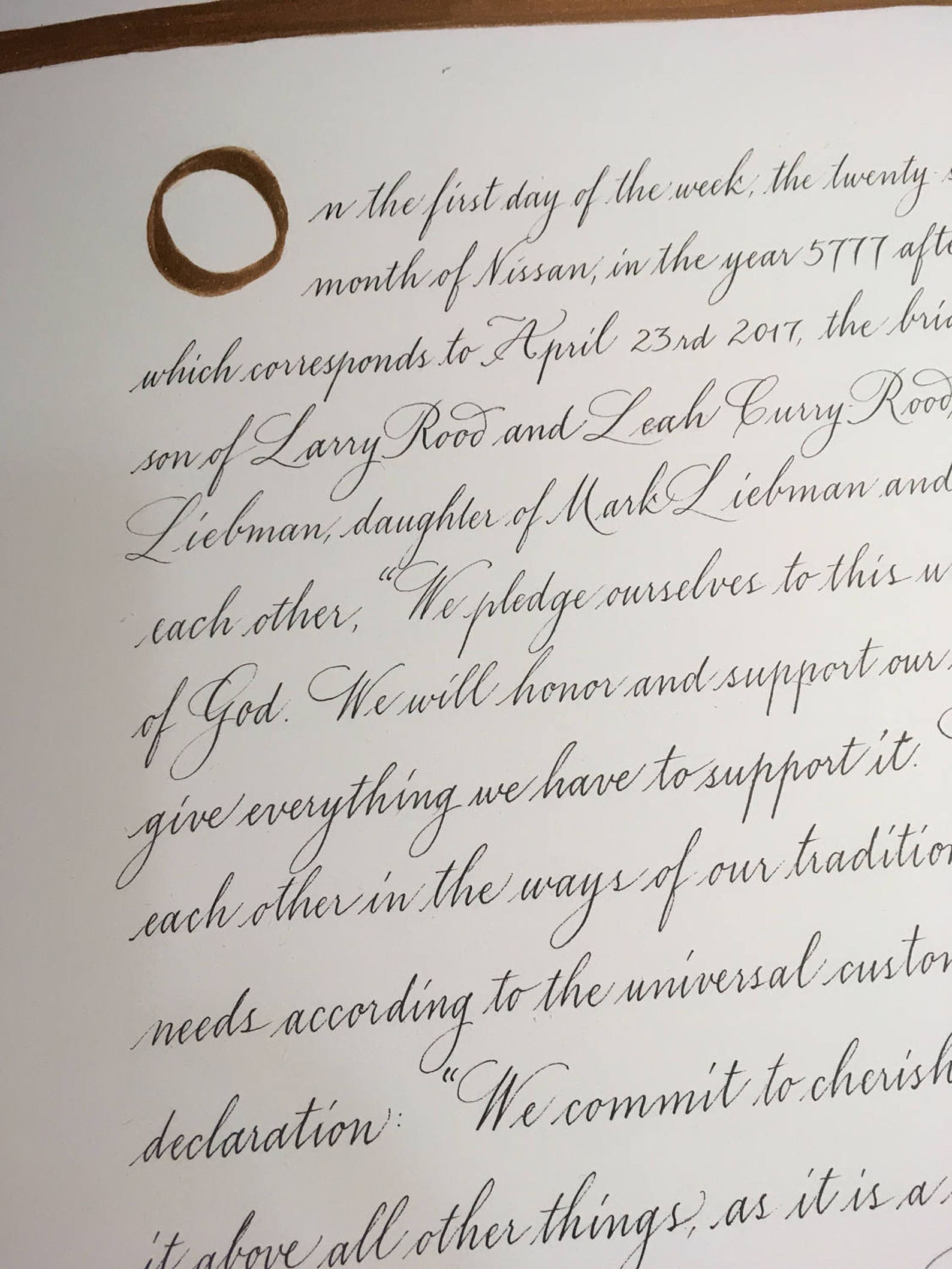 Hand Lettered Text Block English Only Ketubah With Gold - Etsy