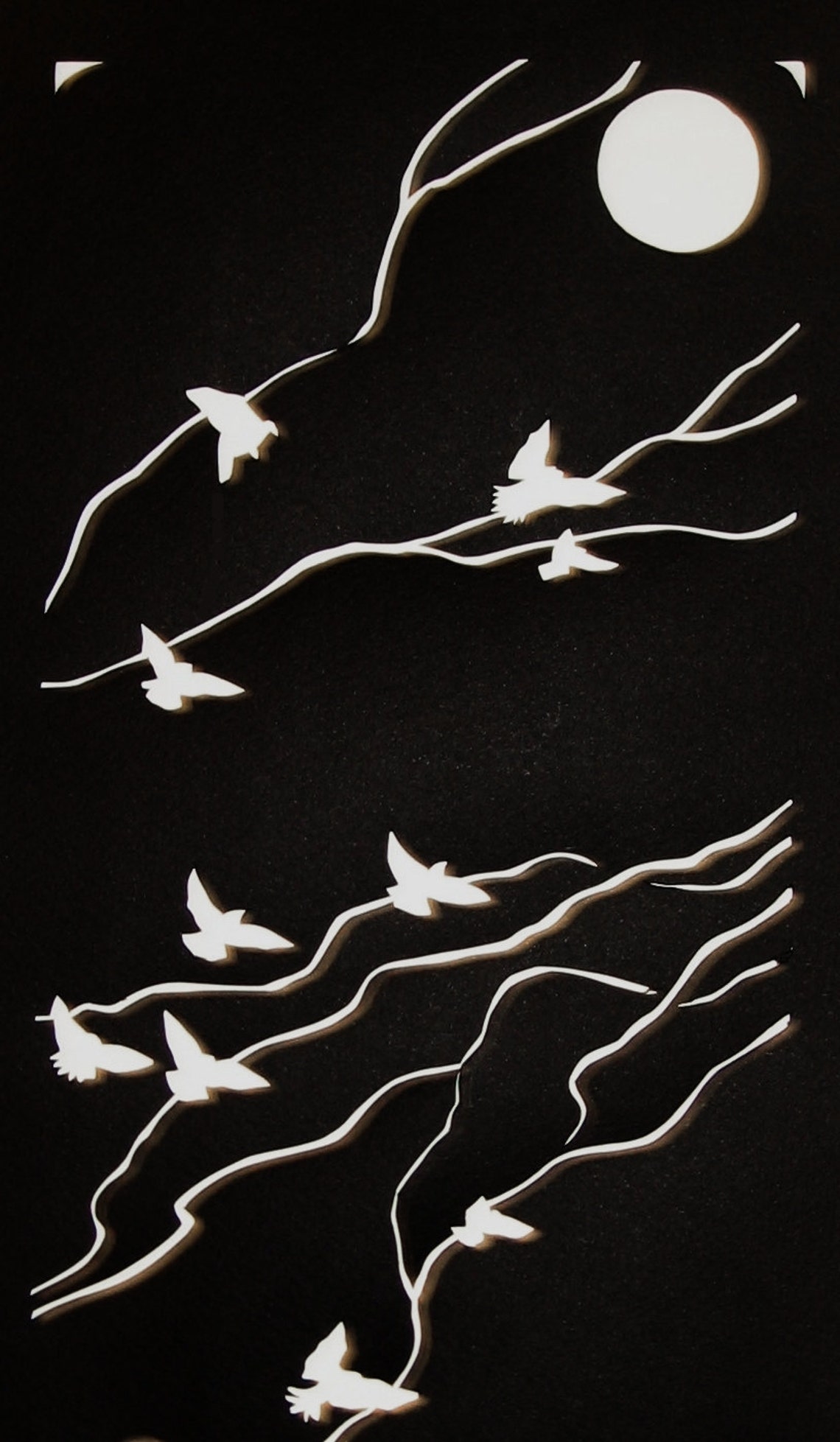 Triptych - 3 Spring Notations on Bipeds - Papercut Artwork in Black and ...
