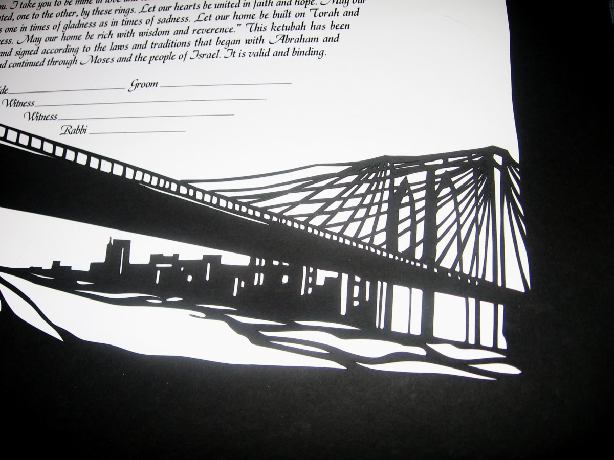 Brooklyn Bridge - Papercut ONLY Overlay for Printed Ketubah Text - Etsy