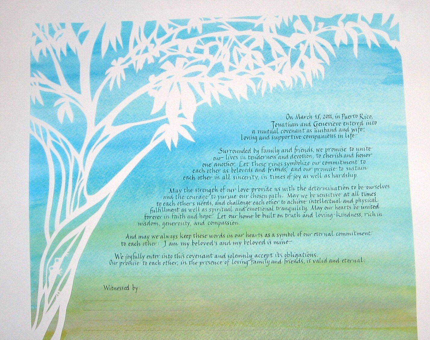 Beloved Boricua Puerto Rico Themed Colorful Papercut Ketubah - Custom ...