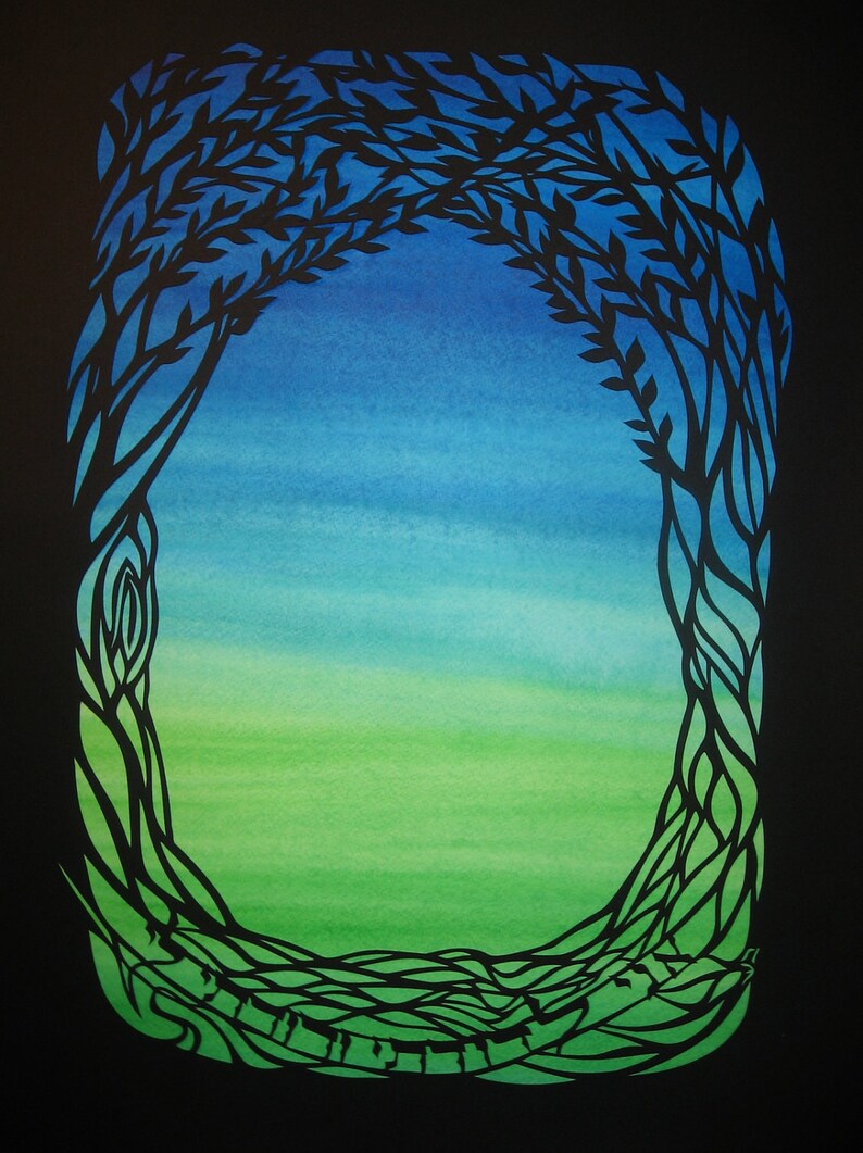Tall Trees at Dusk Ketubah Papercut Calligraphy Art - Etsy