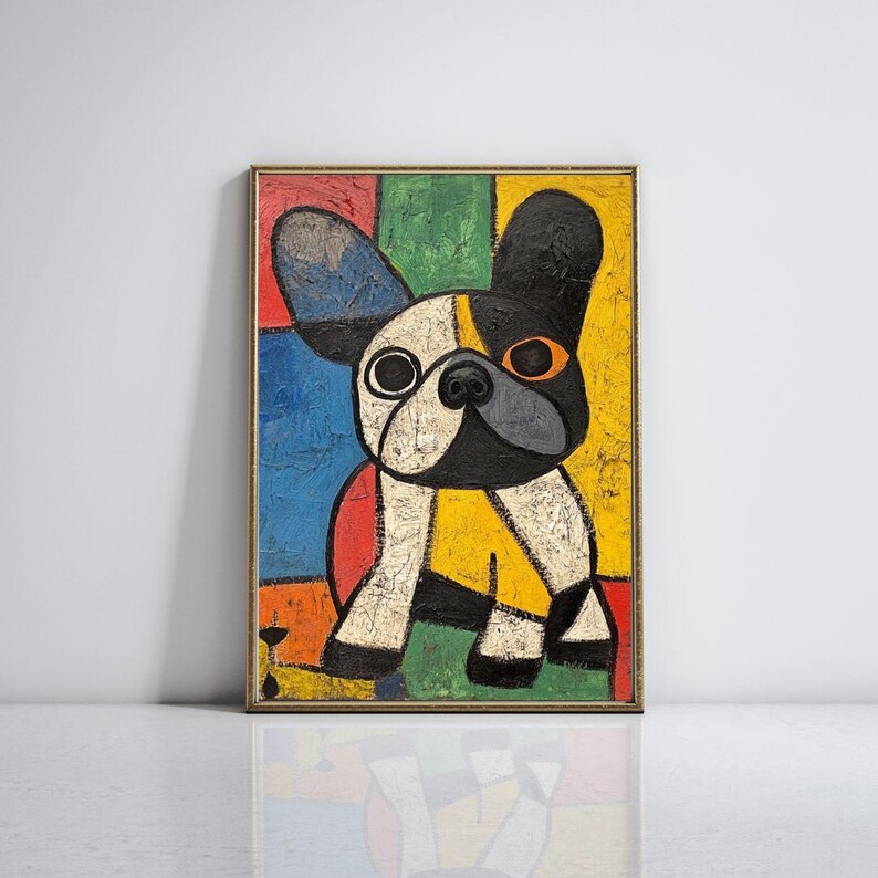 French Bulldog Painting Abstract Art Print, Frenchie Lovers Modern Art ...