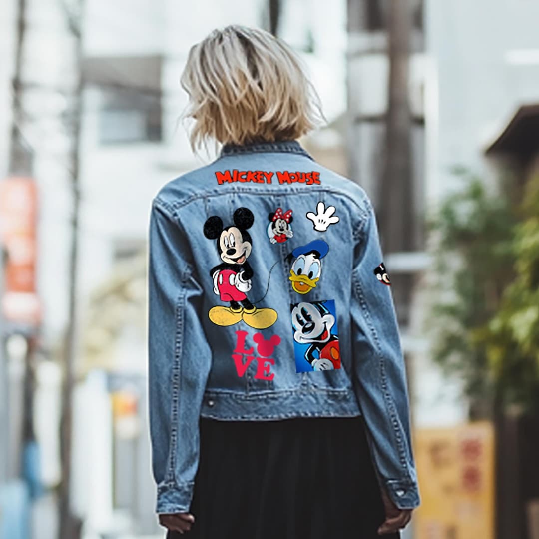 Walt Disney Denim Jacket Mickey Minnie Mouse Donald, Gift for Friends ...